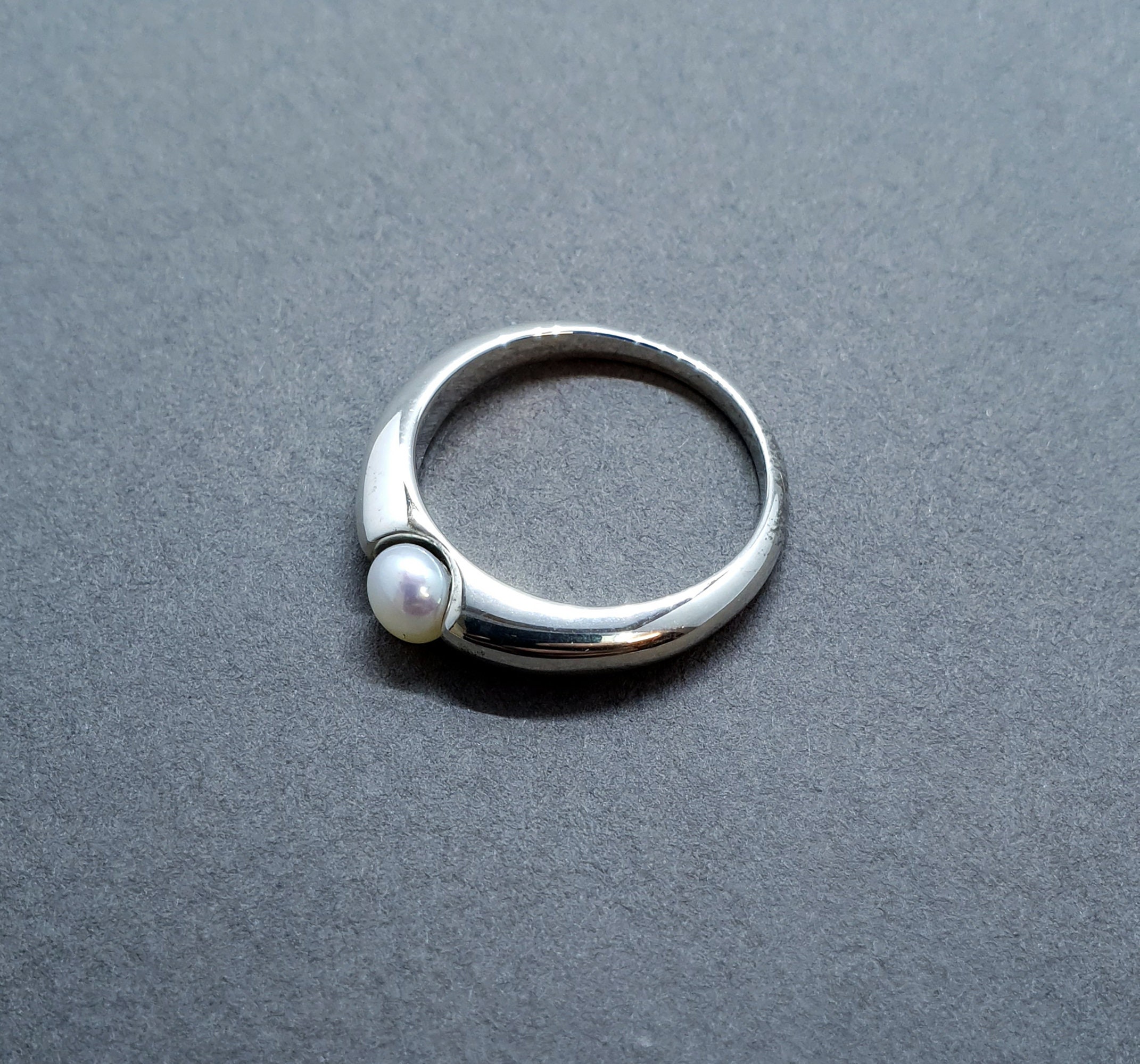 Silver pearl ring | Etsy