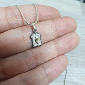 Bread and Butter Necklace, Silver and 9k Gold Bread Pendant , Gold ...