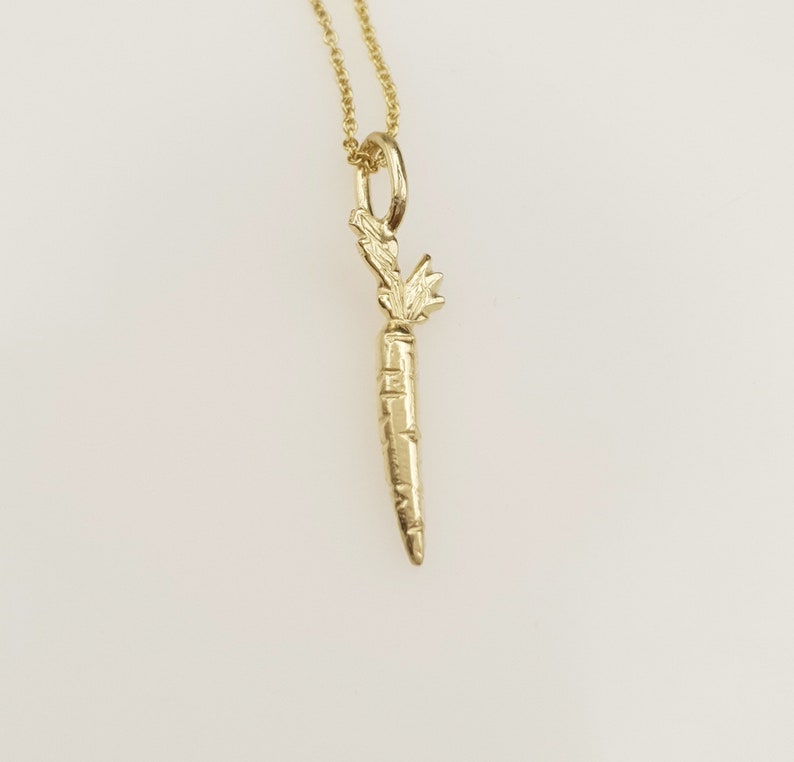Gold Carrot Charm in 14k Solid Gold, Yellow Gold Necklace - Etsy