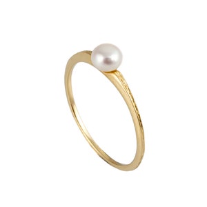 14k Solid Gold Ring With Pearl - Etsy