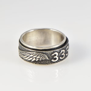 Angel Number 333 Spinning Silver Ring - Etsy