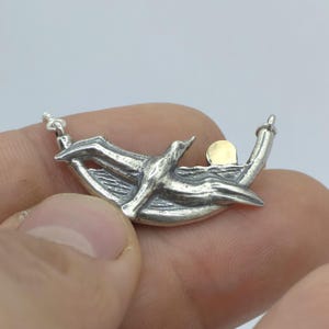 Albatross Silver Pendant With Solid Gold Sun - Etsy