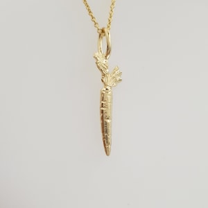 Gold Carrot Charm in 14k Solid Gold, Yellow Gold Necklace - Etsy