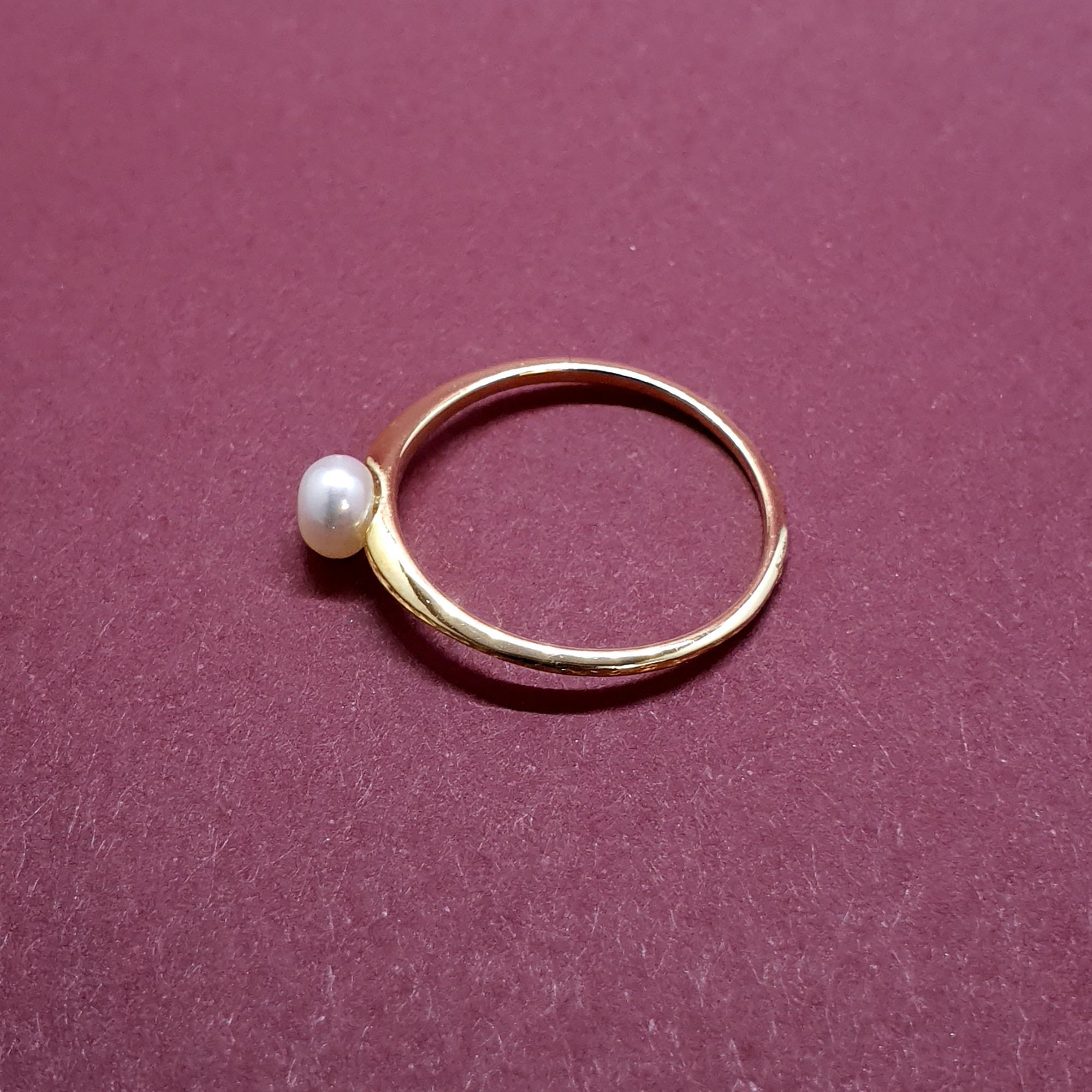 14k Solid Gold Ring With Pearl - Etsy