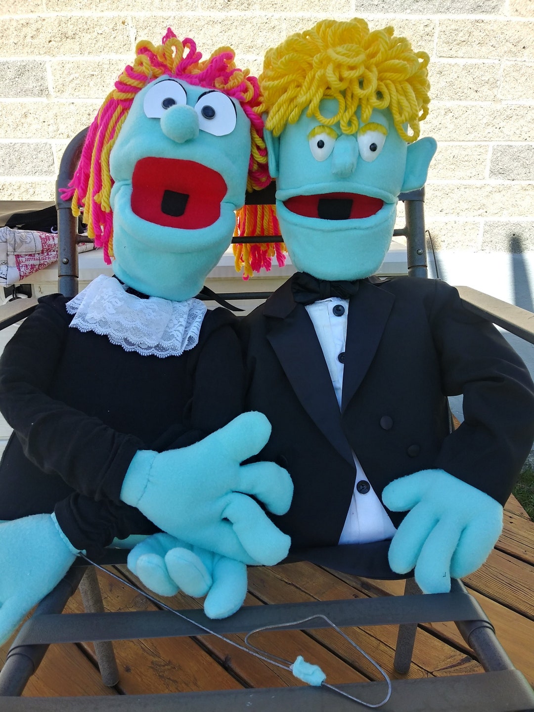 Blue Puppets/muppet Style Pair, Fleece, the Prof N the Mrs, Half Body ...