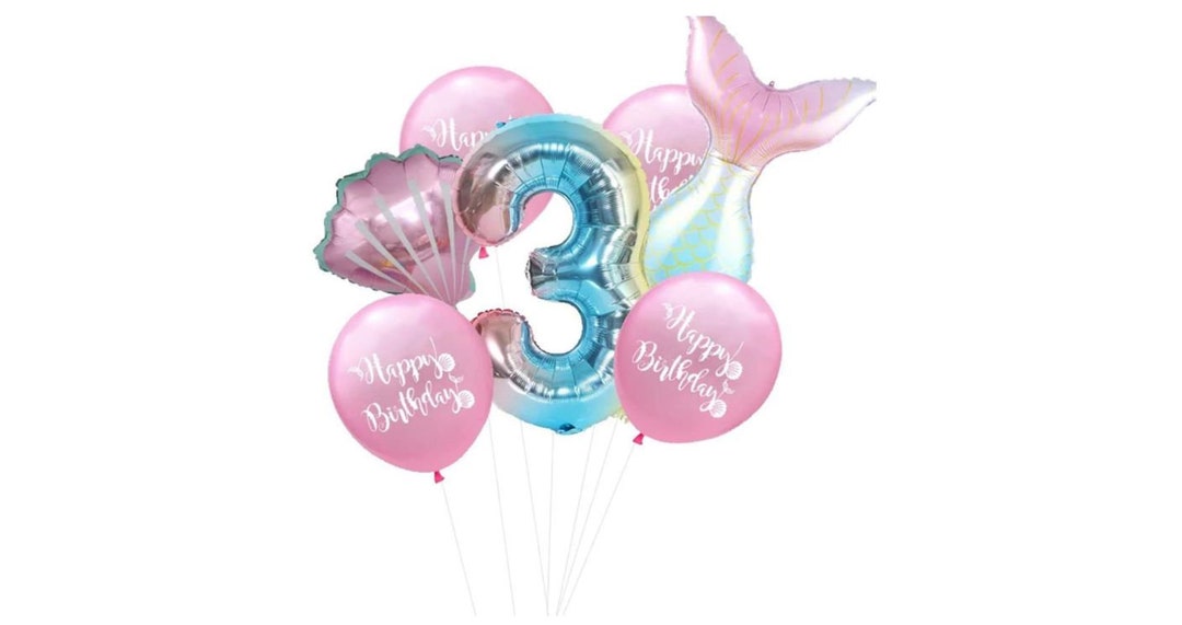 3rd Birthday Mermaid Balloons | Mermaid Party Decorations | Under the ...