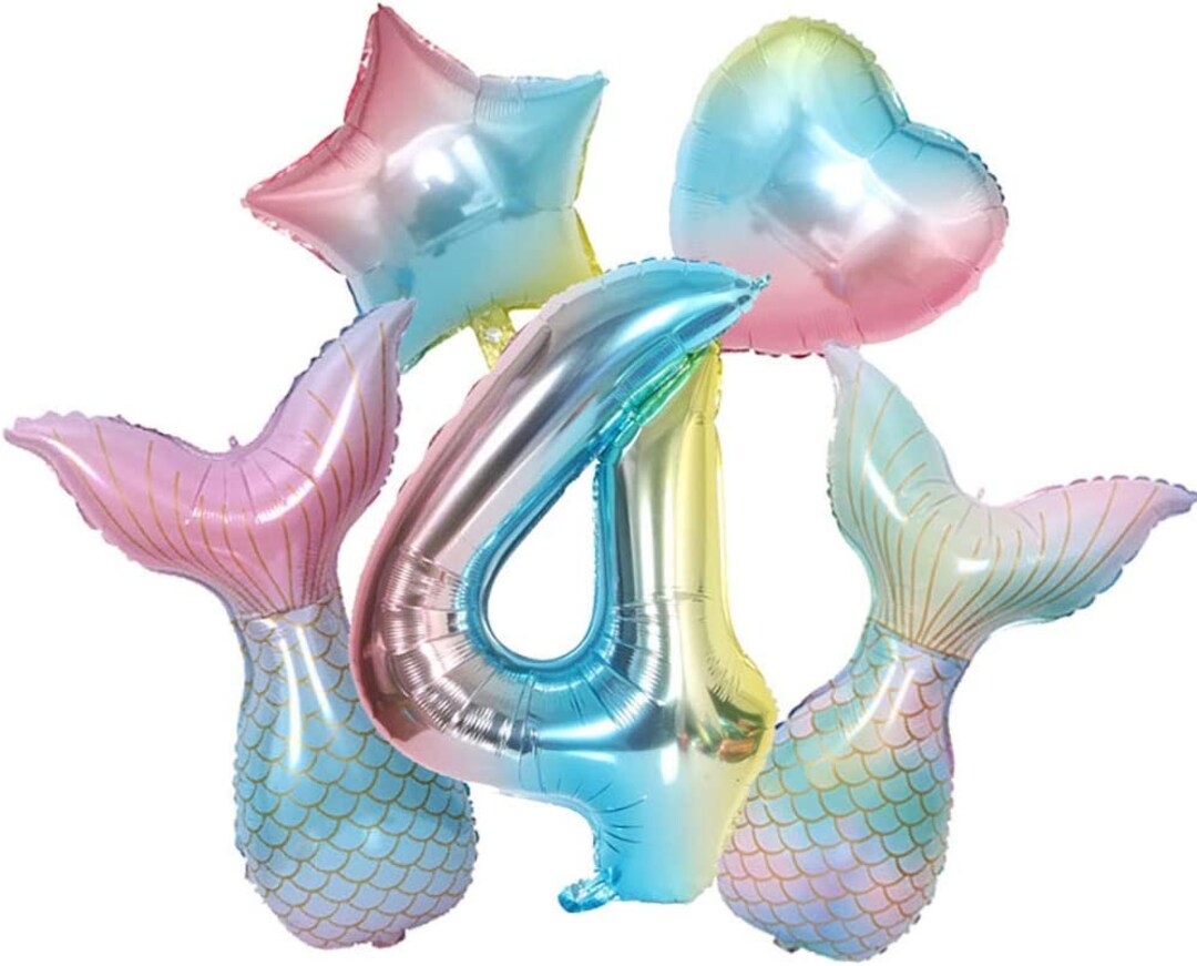 4th Birthday Mermaid Balloons | Mermaid Party Decorations | Under the ...