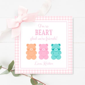 Printable Valentine Day Tags, Gummy Bear Valentine, Valentine Favor Tag ...