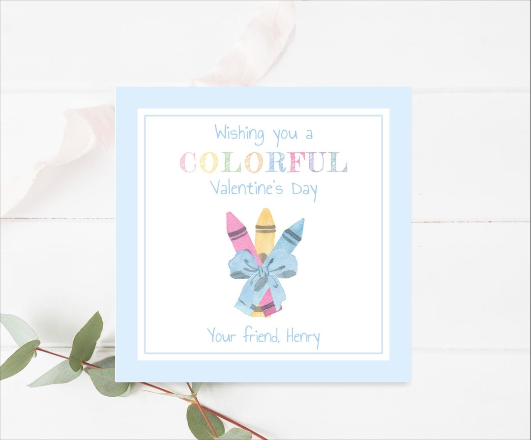 Printable Crayon Valentine Tag, Crayon Valentines Day Cards for Kids ...