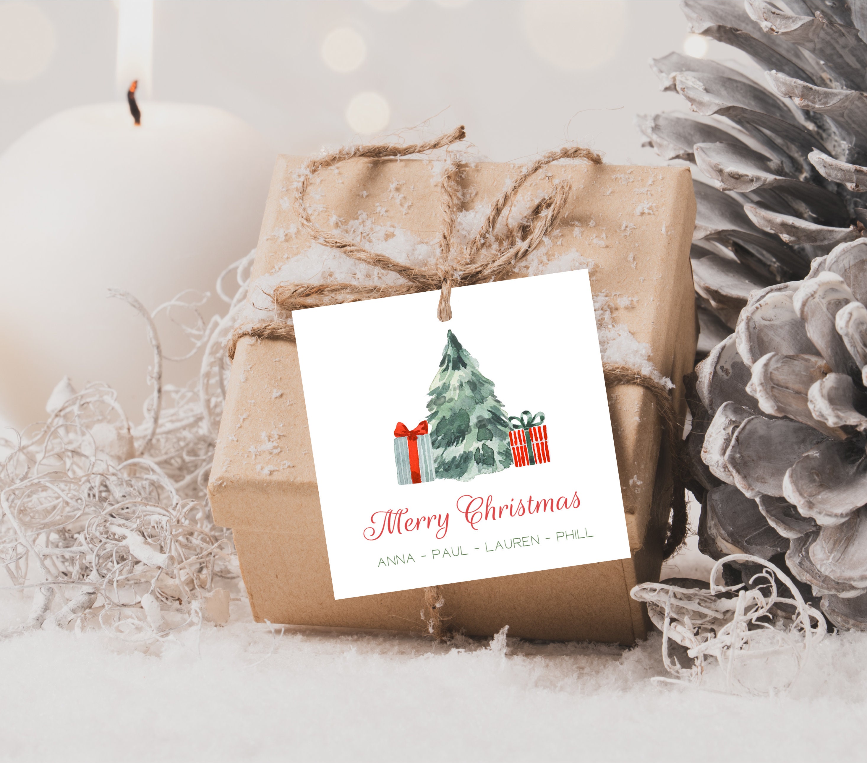 Printable Christmas Gift Tags, Enclosure Card, Holiday Gift Tag ...