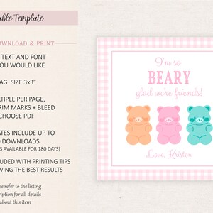 Printable Valentine Day Tags, Gummy Bear Valentine, Valentine Favor Tag ...