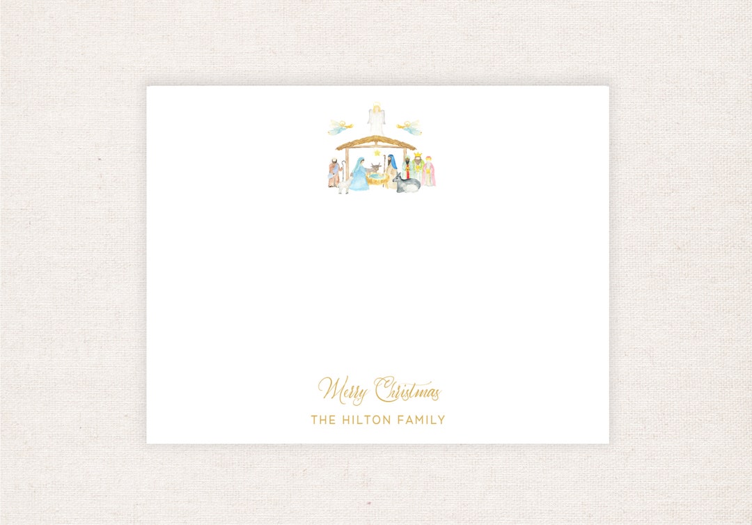 Printable Christmas Nativity Note Cards, Holidays Thank You Notecards ...