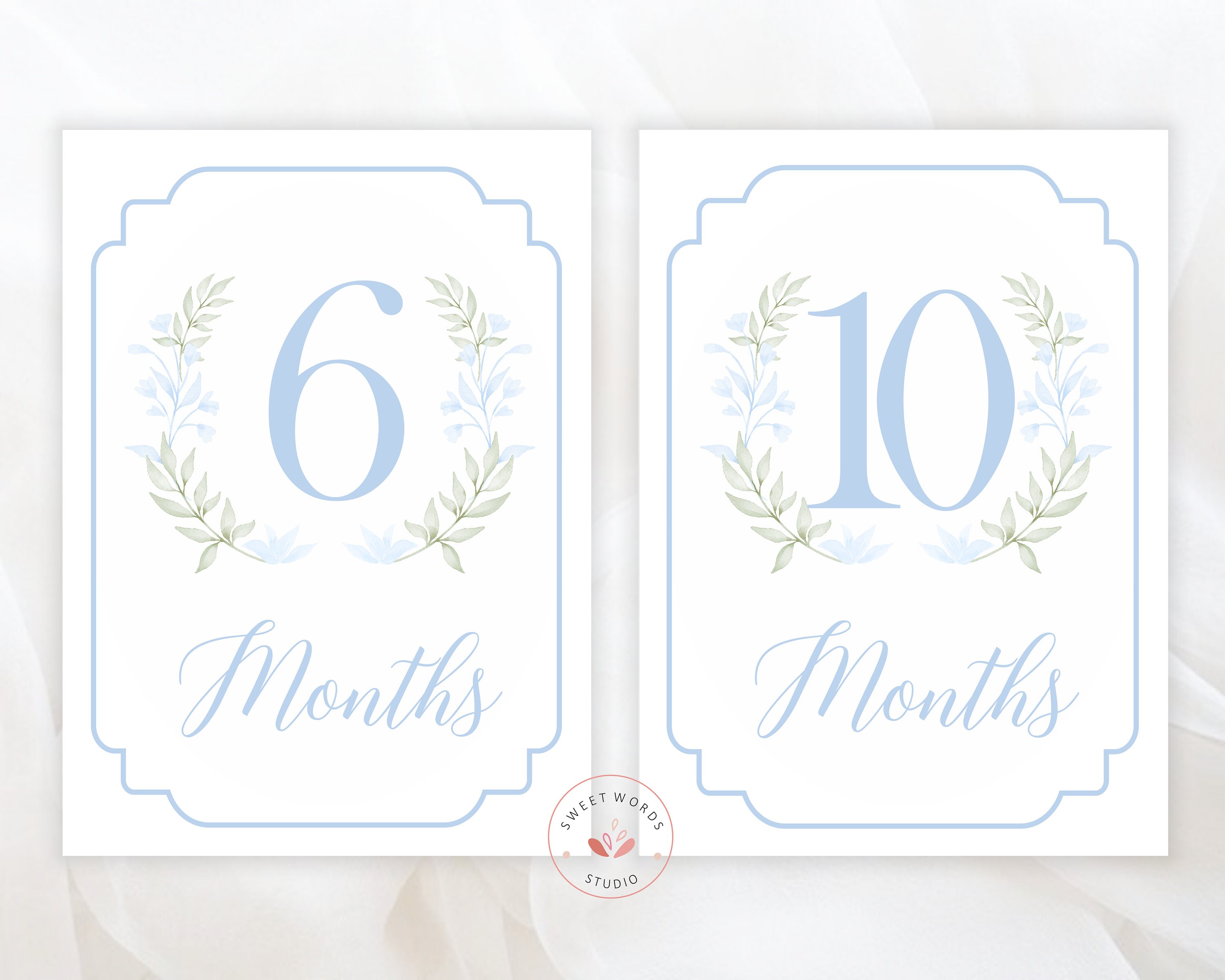 Boy Monthly Milestone Cards, Set of 16 Blue Milestone Cards, Baby ...