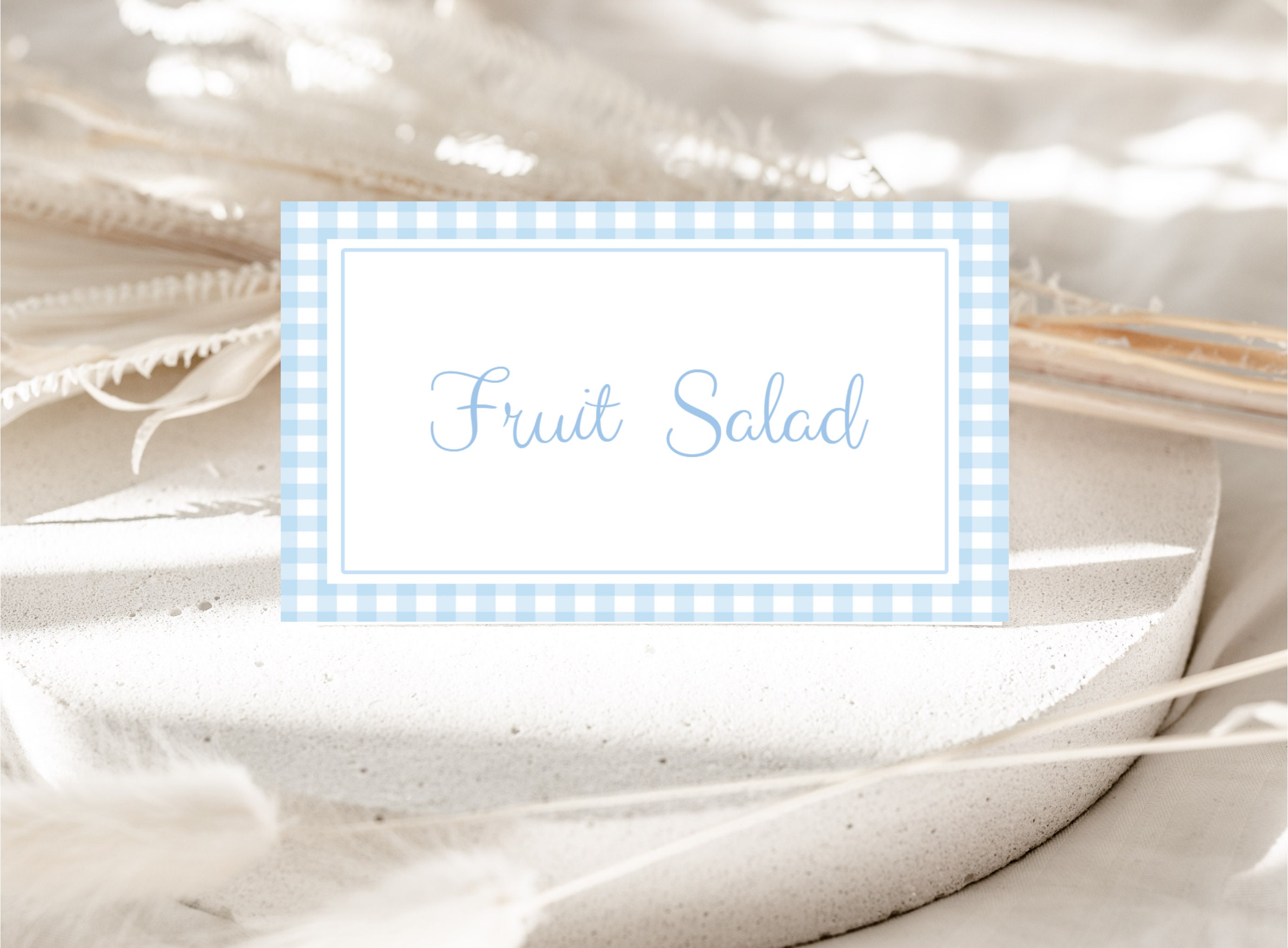 Blue Gingham Food Label, Boy 1st Birthday Decor, Birthday Table Tent ...