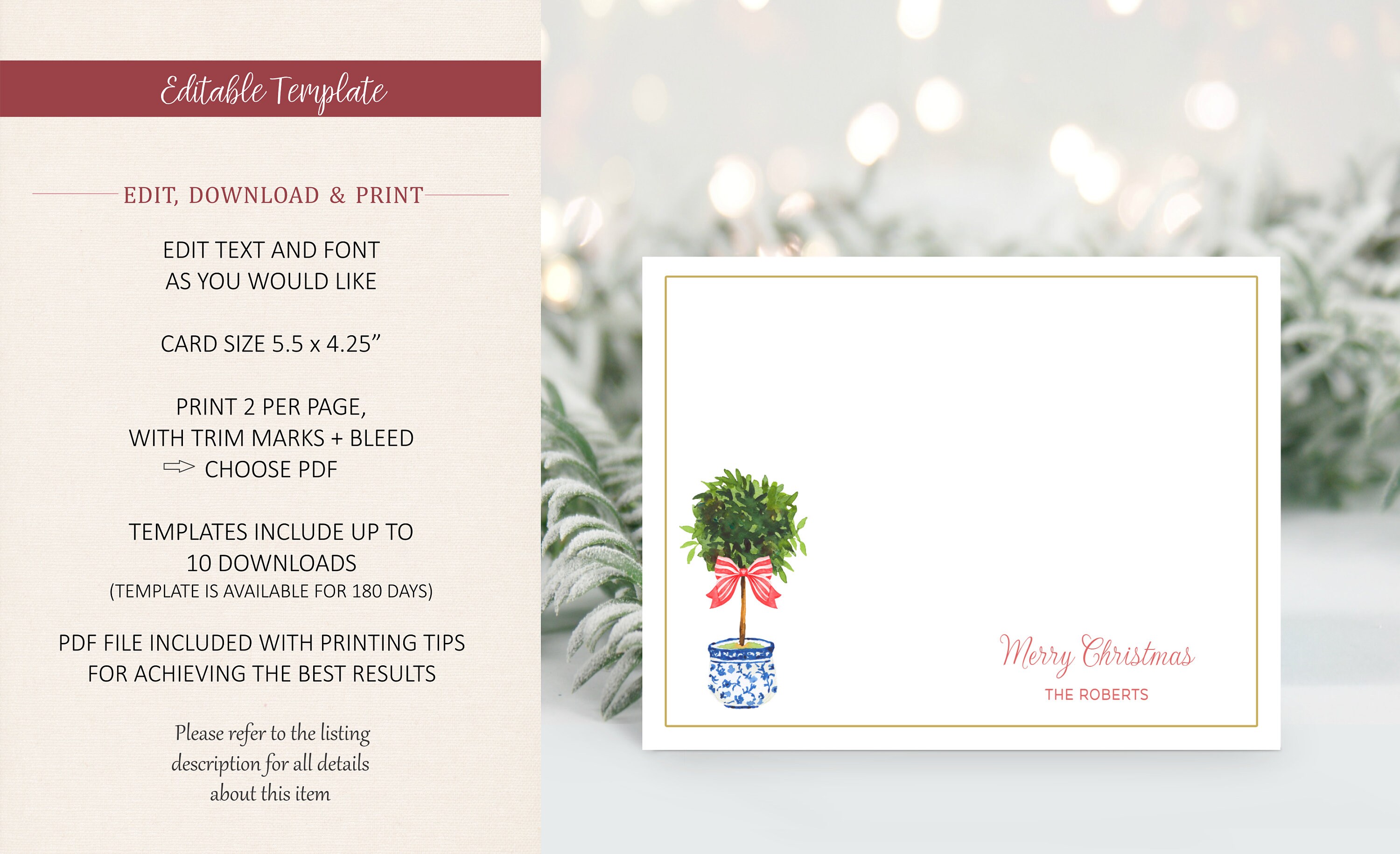 Printable Christmas Note Cards Holidays Thank You Notecards - Etsy