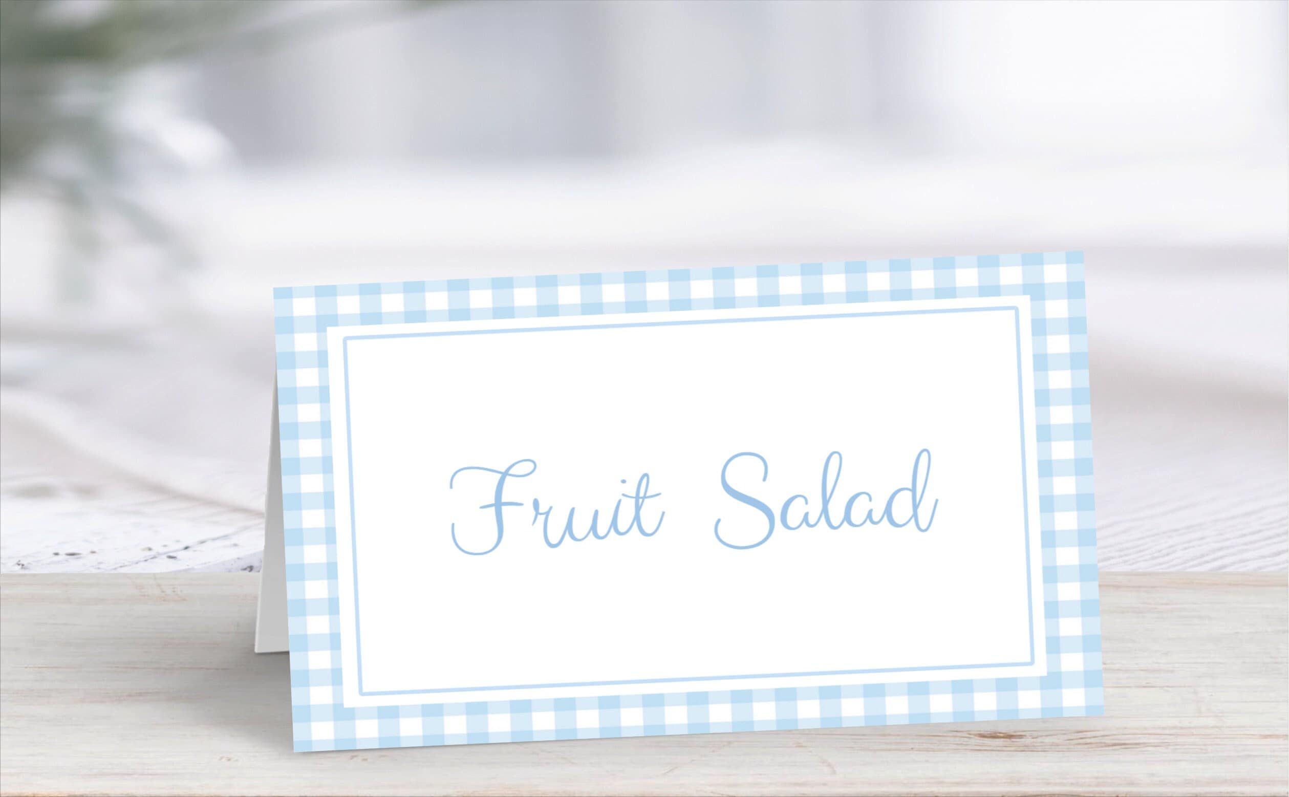 Blue Gingham Food Label, Boy 1st Birthday Decor, Birthday Table Tent ...