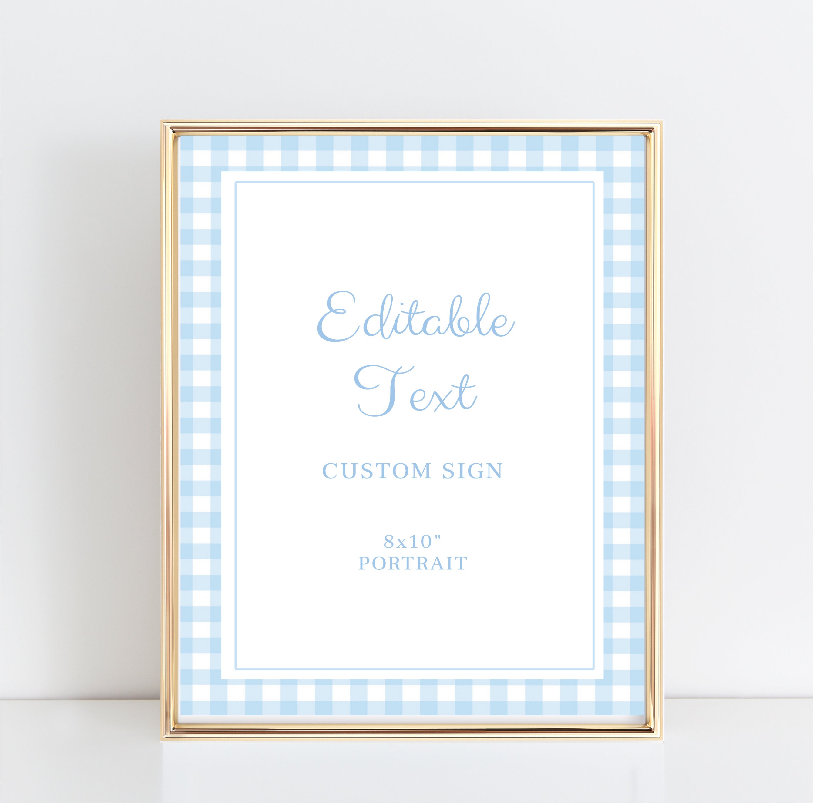 Blue Gingham Boy 1st Birthday Sign Editable Sign 8x10 Boy - Etsy