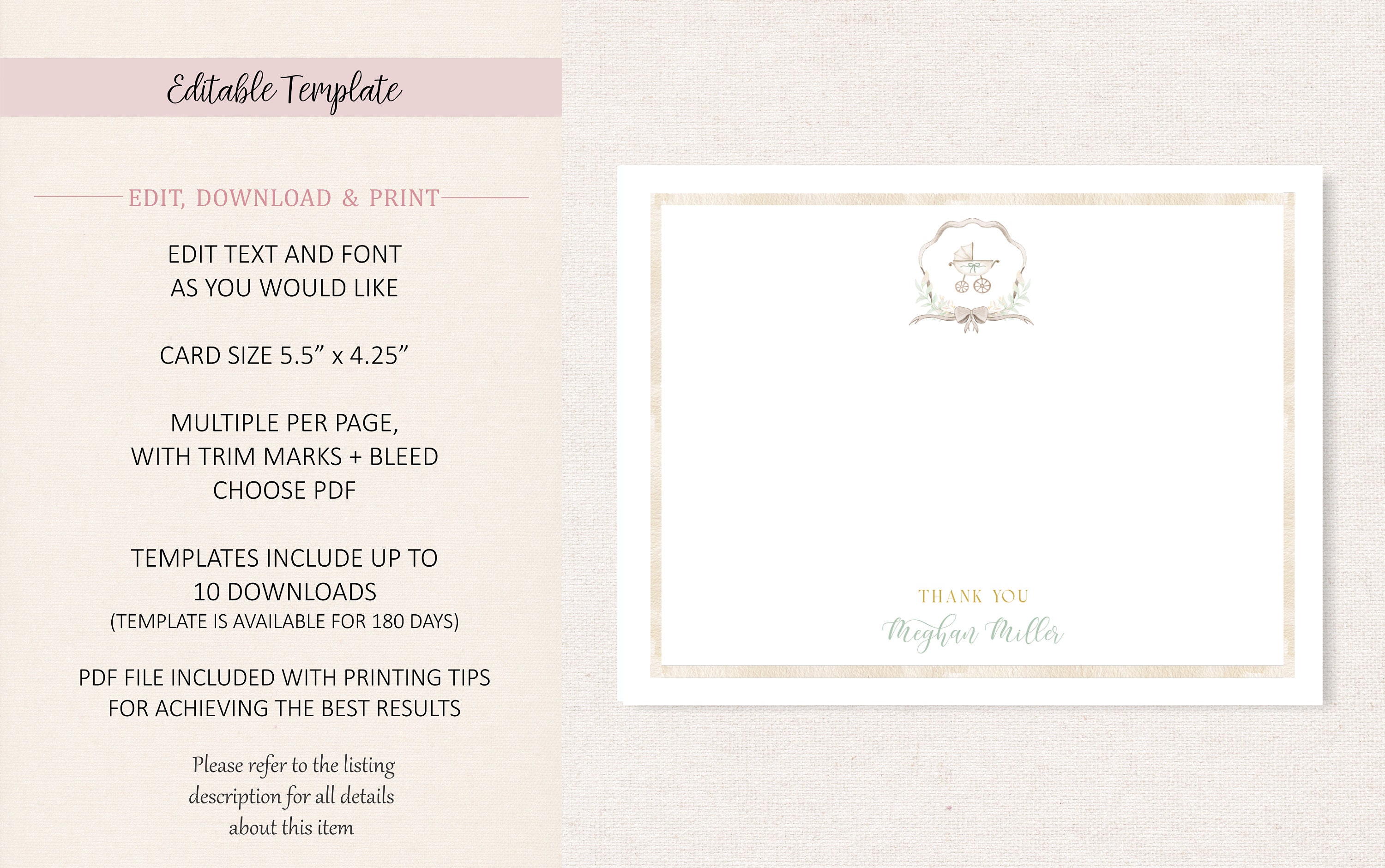 Gender Neutral Crest Thank You Note Cards, Baby Shower Stationery ...