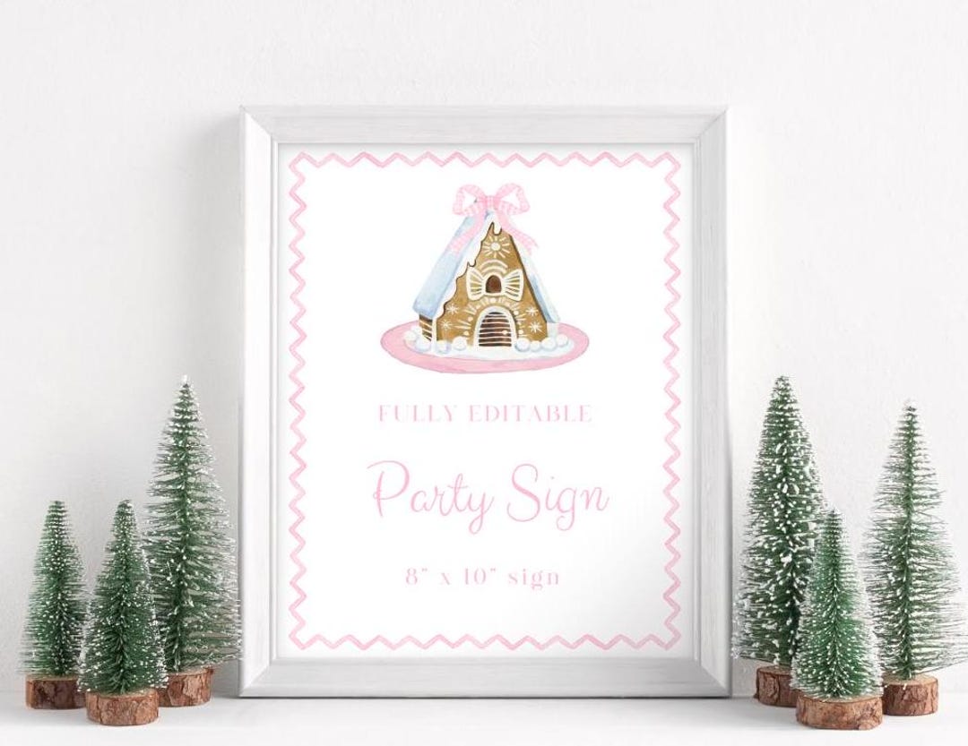 Pink Gingerbread House Sign, Gingerbread House Girl Birthday ...