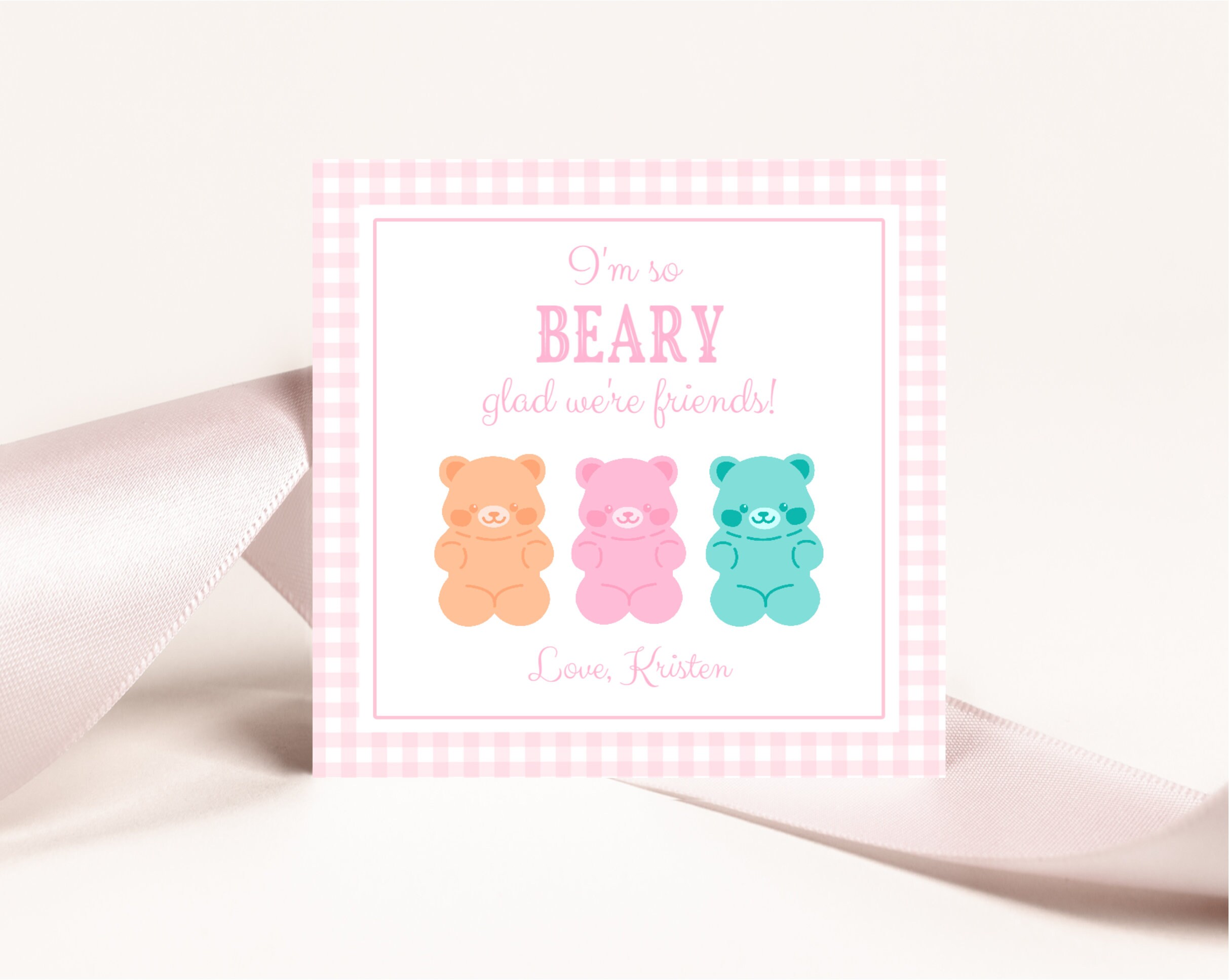 Printable Valentine Day Tags, Gummy Bear Valentine, Valentine Favor Tag ...