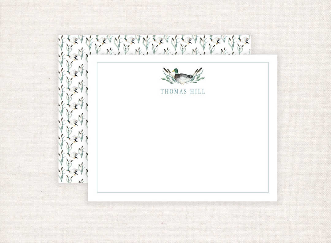Printable Duck Stationery, Mallard Duck Notecard, Hunting Gifts, Duck ...