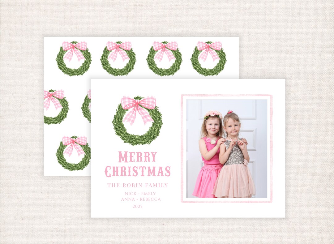 Editable Christmas Photo Card, Watercolor Christmas Card, Holiday Photo ...