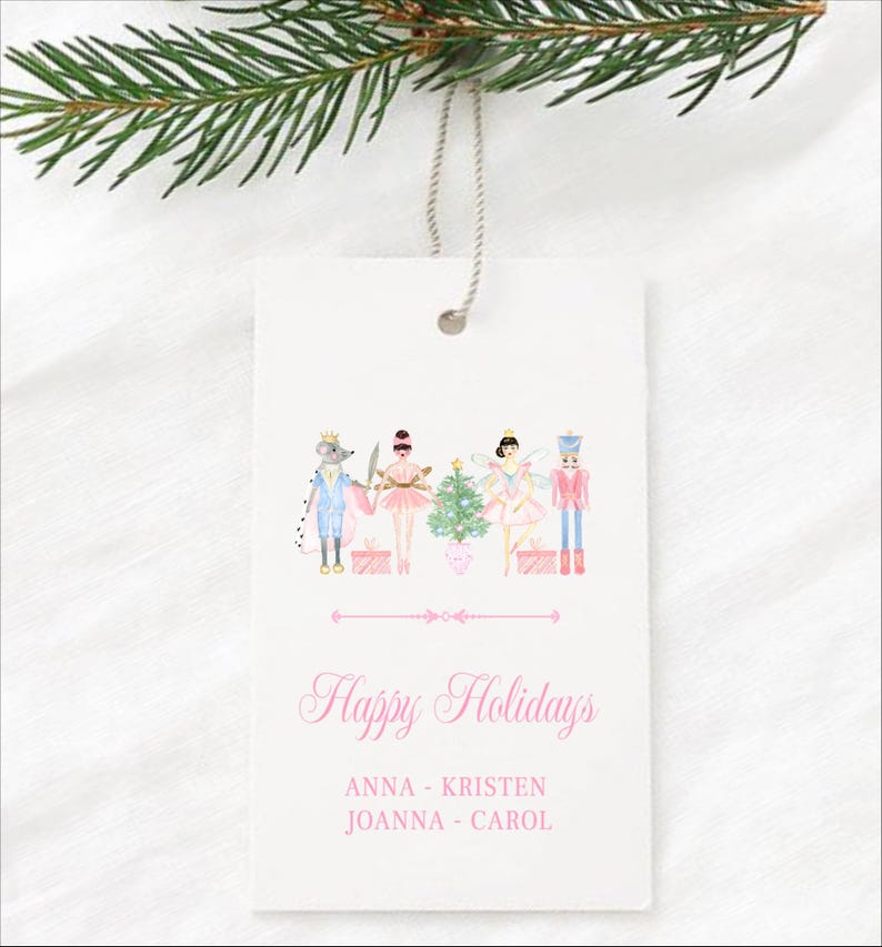 Nutcracker Gift Tags, Printable Holiday Gift Tag, Pink Nutcracker Tags ...