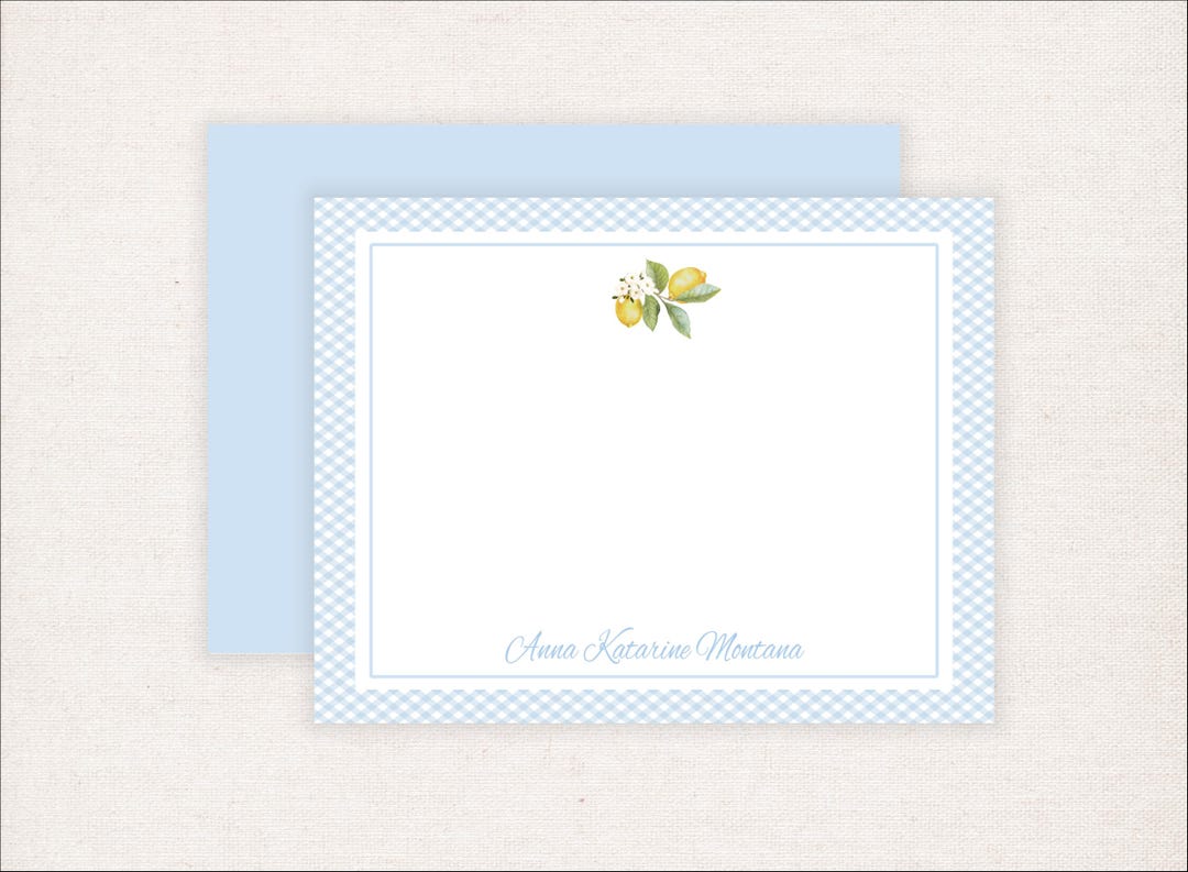 Printable Lemon Stationery, Lemon Notecards, Botanical Thank You Note ...
