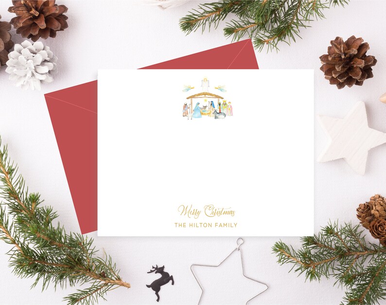 Printable Christmas Nativity Note Cards, Holidays Thank You Notecards ...