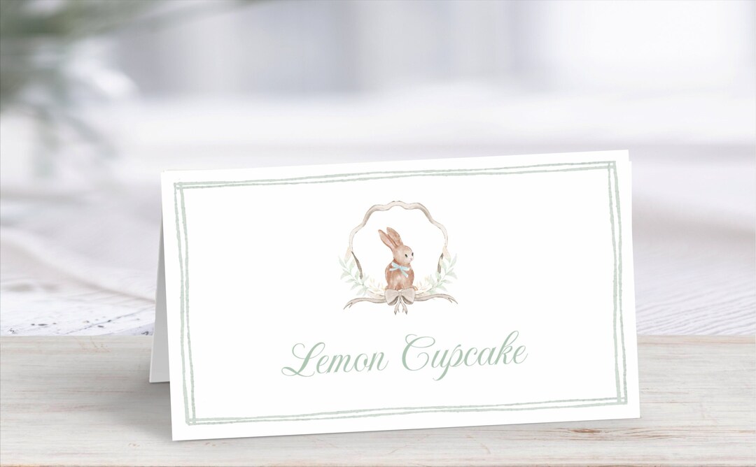 Watercolor Bunny Food Label, Gender Neutral Baby Shower, Table Tent ...
