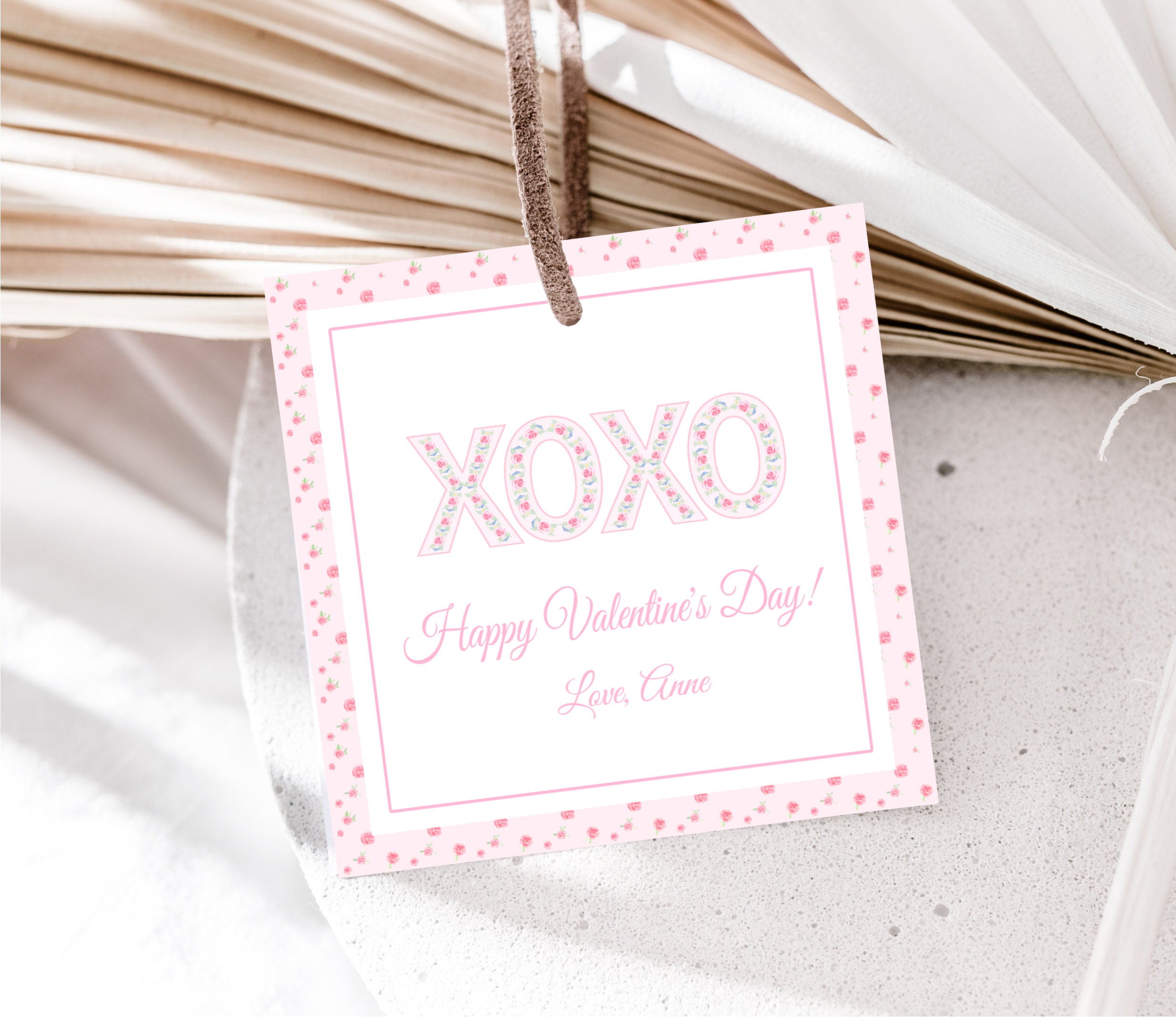 Pink Floral Valentine's Day Cards, Printable Valentine Tags, School ...