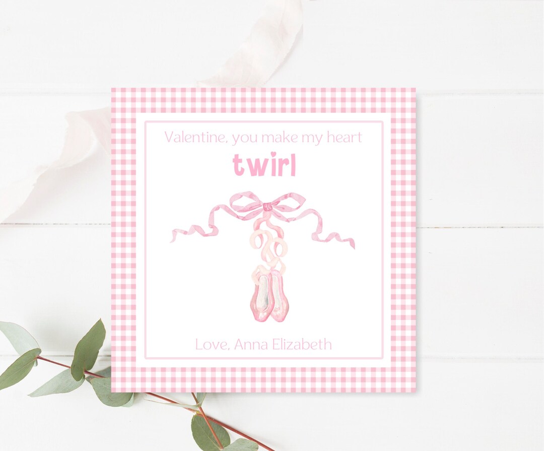 Ballet Valentine's Day Tag, Printable Valentine Cards, Ballerina ...