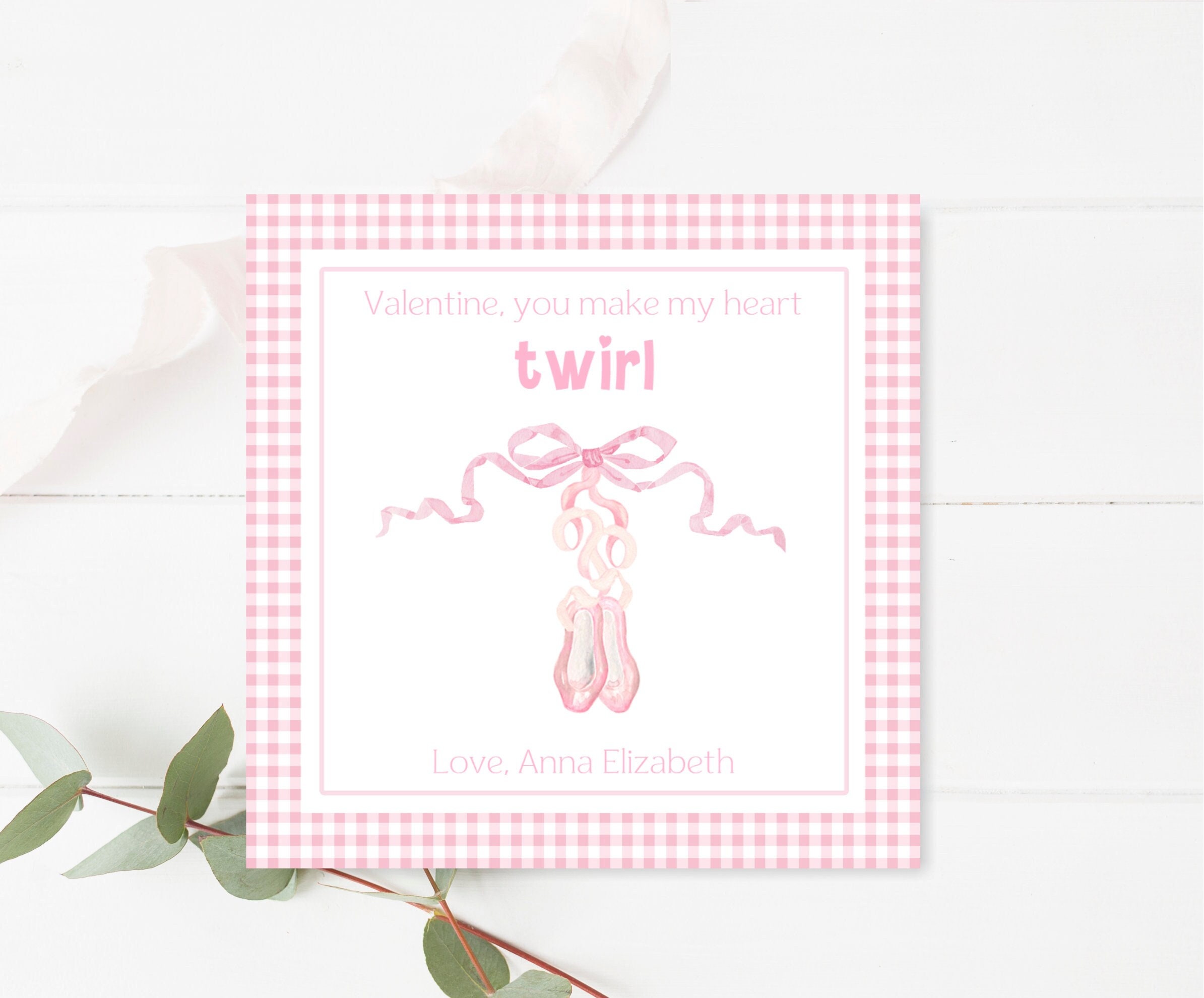 Ballet Valentine's Day Tag, Printable Valentine Cards, Ballerina ...