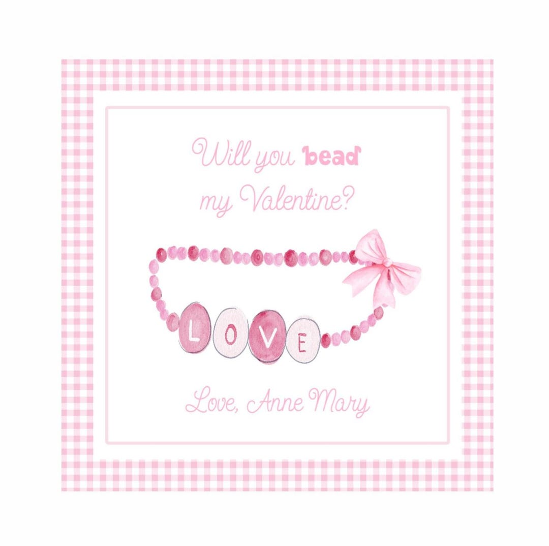 Friendship Bracelet Valentine Tag, Printable Valentine Cards, Jewelry ...