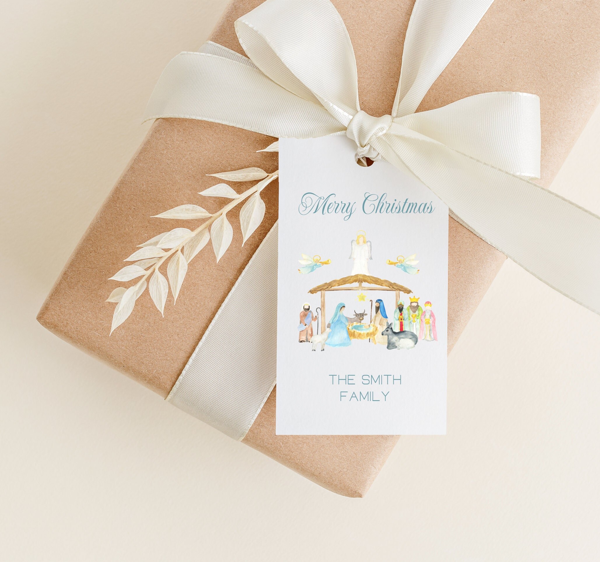 Printable Christmas Gift Tags, Holiday Tag, Watercolor Christmas ...