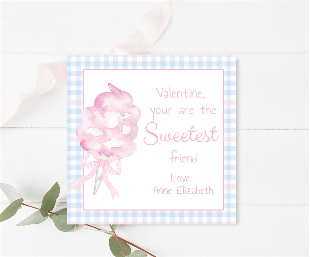 Printable Cotton Candy Valentine Tag, Valentines Day Cards for Kids ...