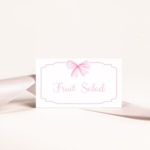 Pink Bow Food Label, Girl 1st Birthday Decor, Pink Bow Party or Baby ...