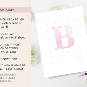 Pink Bow Happy Birthday Banner, Printable Download, Baby Name Banner ...