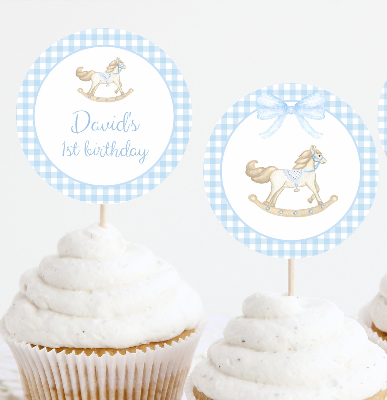 Blue Rocking Horse Cupcake Topper, Boy First Birthday Decor, Boy ...
