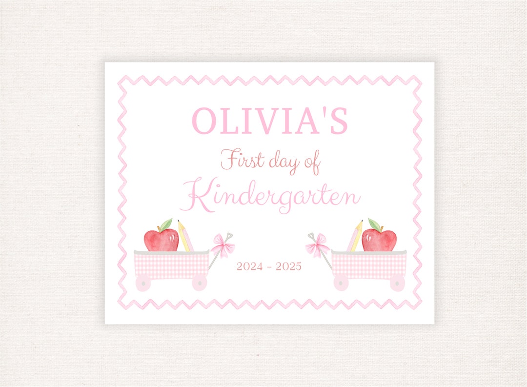 Printable First Day of School Sign, Pink Back to School Sign, Editable ...