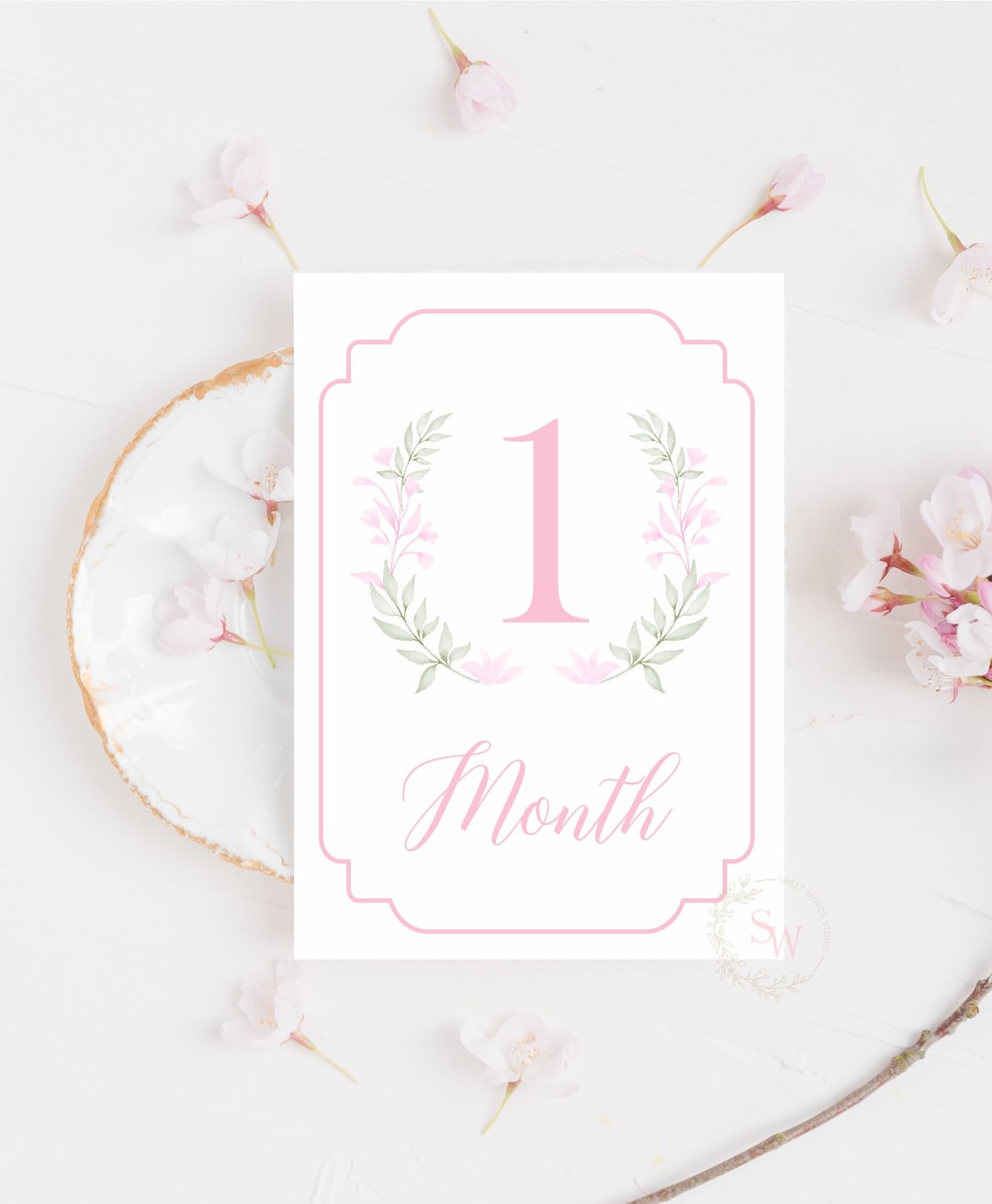 Girl Monthly Milestone Cards, Set 16 Blue Milestone Cards, Baby Shower ...