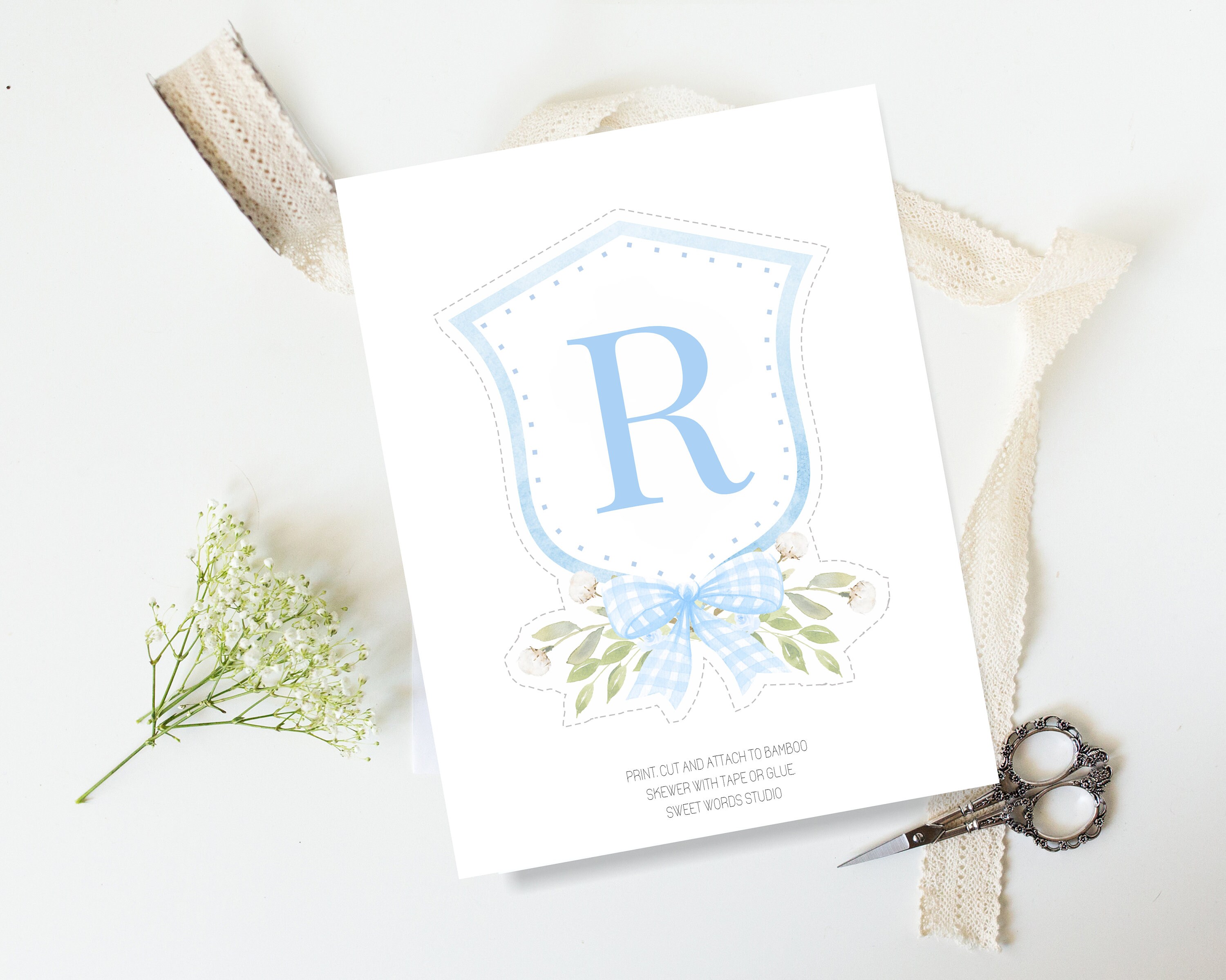 Monogram Blue Crest Cake Topper, Baptism Cake Topper, Christening Cake ...