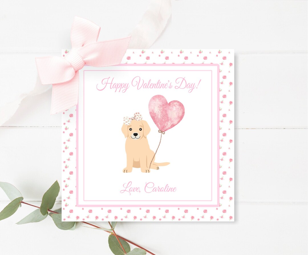 Puppy Valentine Tag, Printable Dog Valentines Cards, Puppy Valentine ...