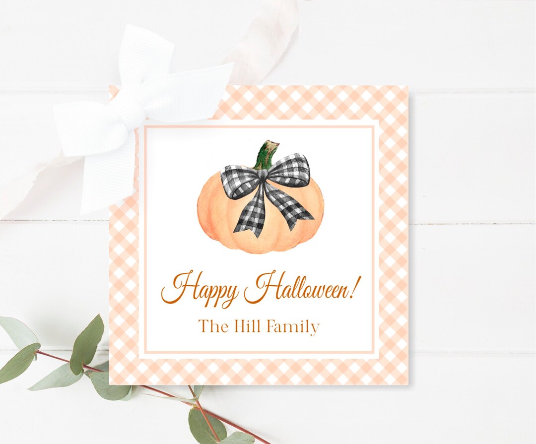 Happy Halloween Family Tag, Watercolor Halloween Gift Tag, Printable ...