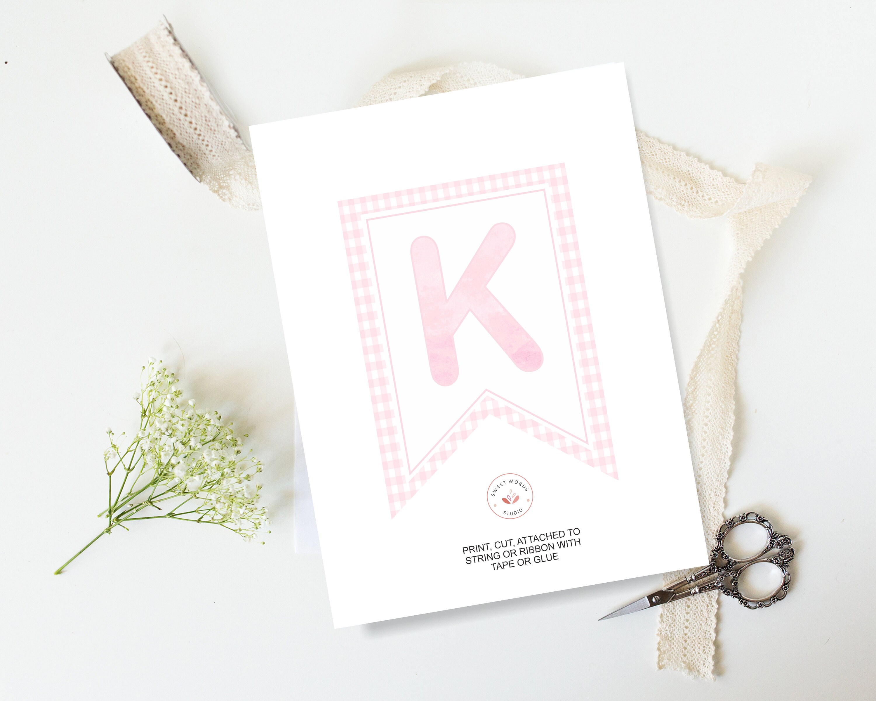 Pink Gingham Happy Birthday Banner Girl 1st Birthday - Etsy