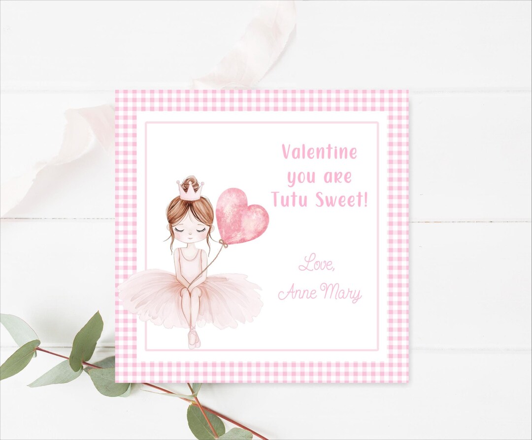 Ballerina Valentine's Day Tag, Printable Valentine Cards, Ballet ...