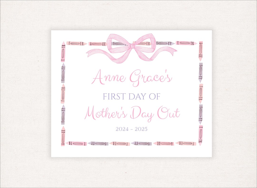 Bow First Day of School Sign, Watercolor Back to School Sign, Editable ...