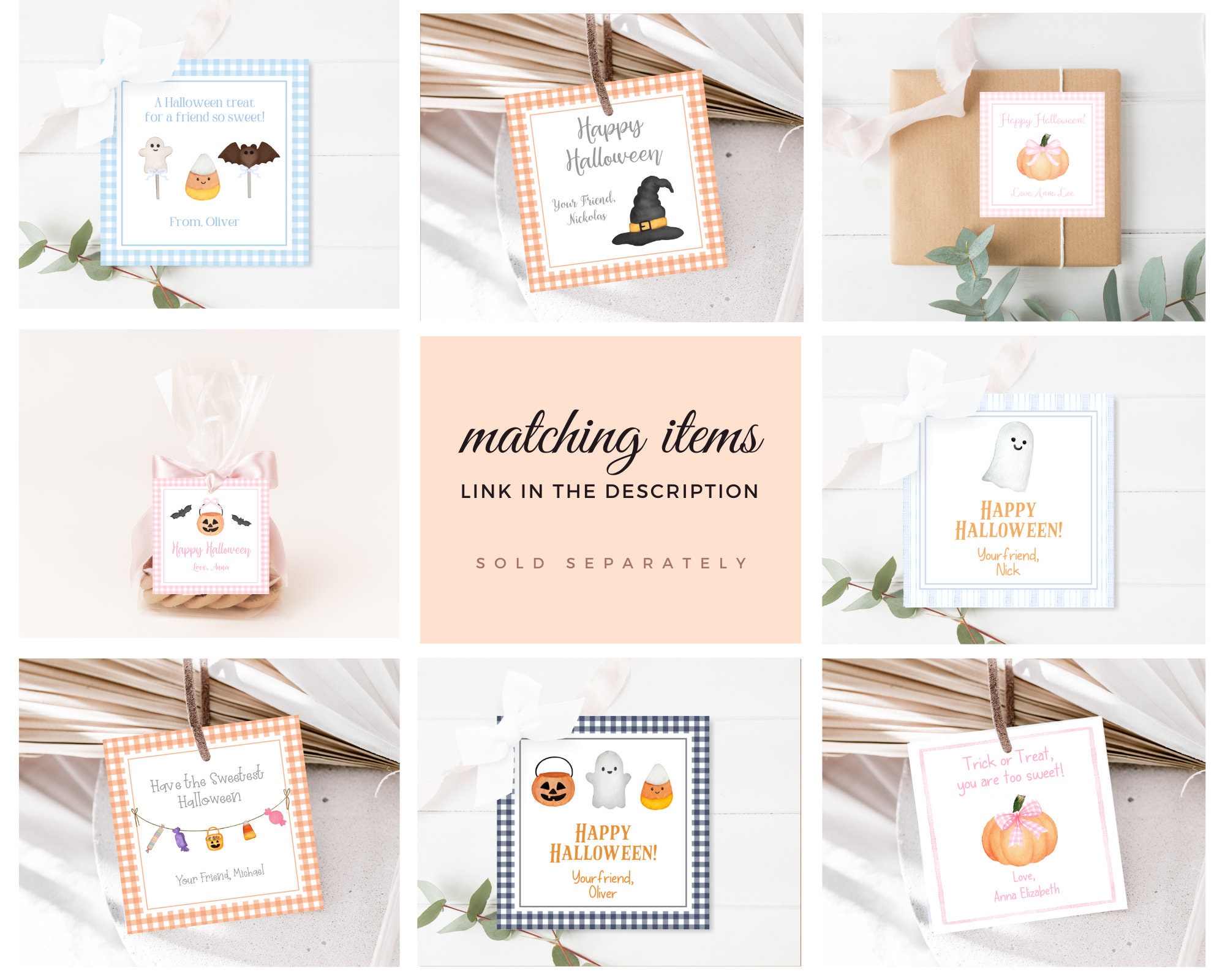 Watercolor Halloween Gift Tag, Printable Halloween Favor Tag Template ...