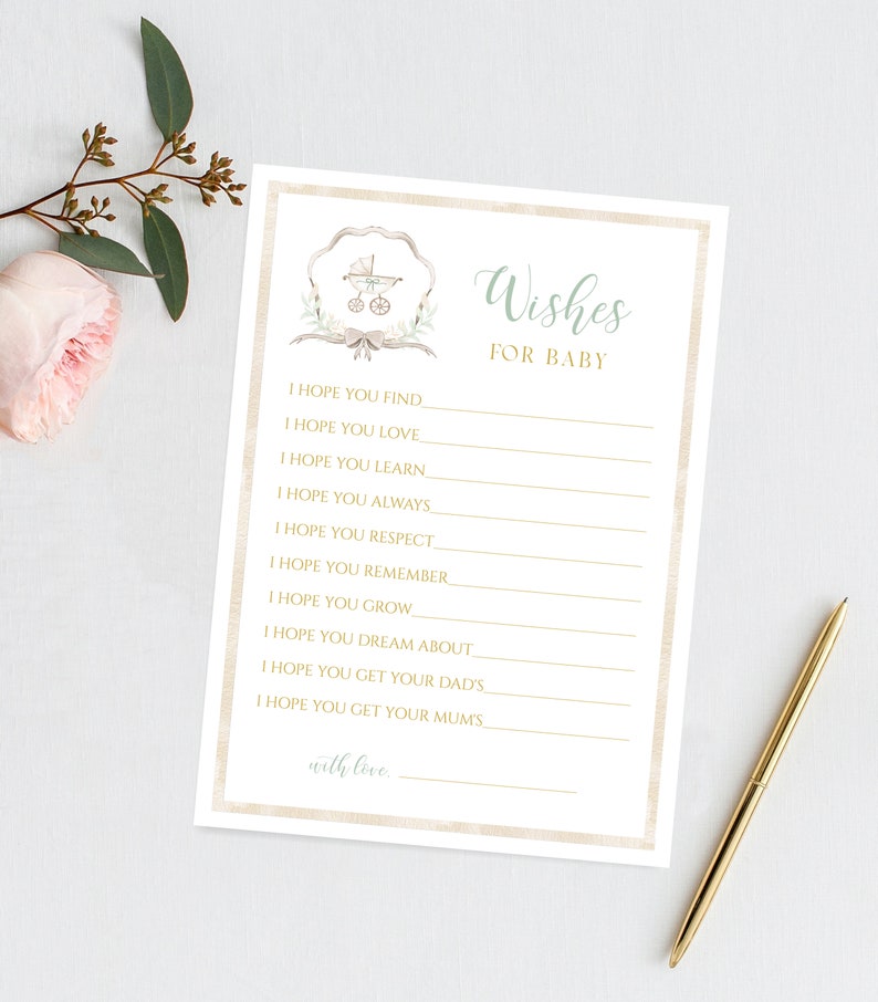 Gender Neutral Crest Baby Shower Games, Advice Card, Baby Shower ...