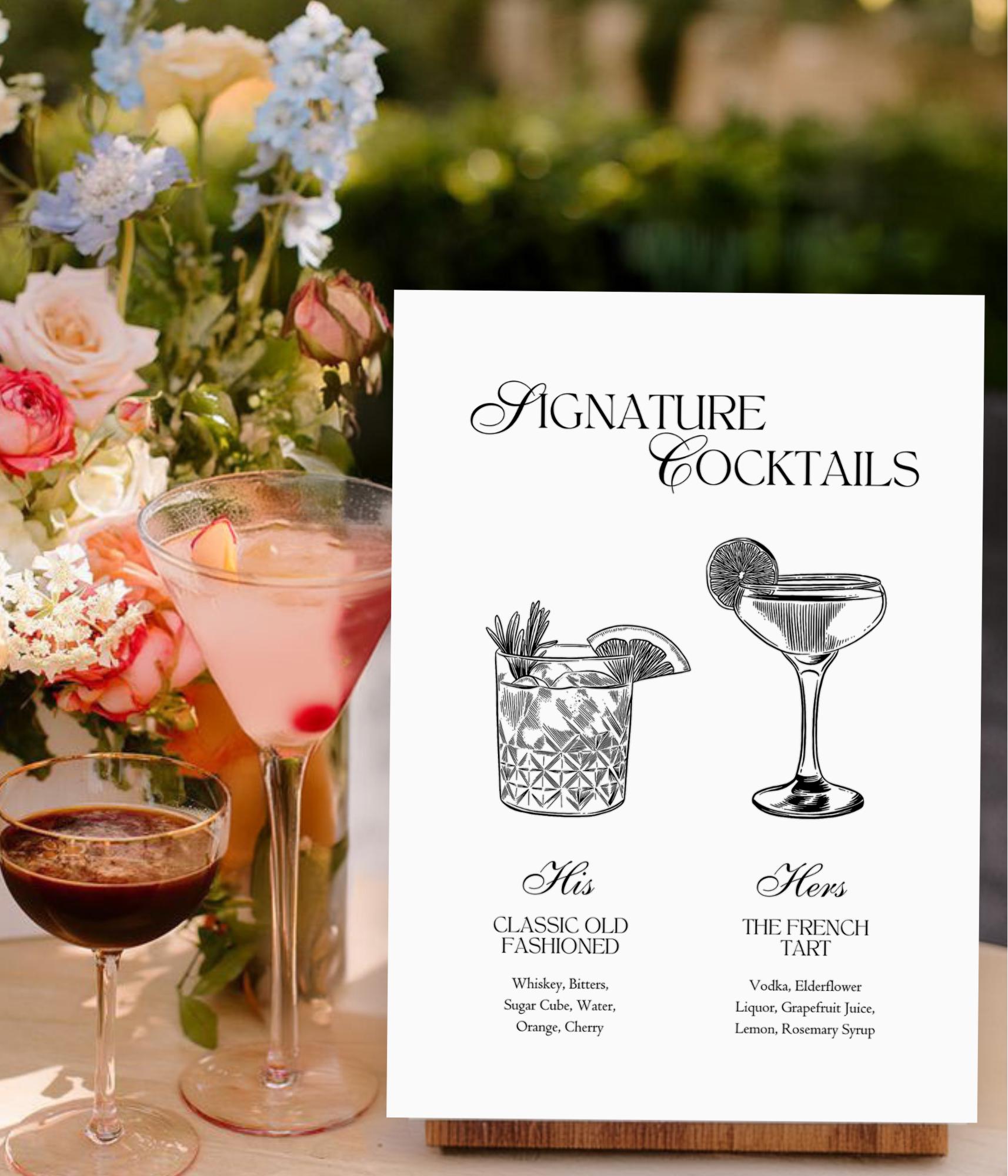 Signature Drink Sign Template, Signature Cocktail Sign, Wedding Drink ...